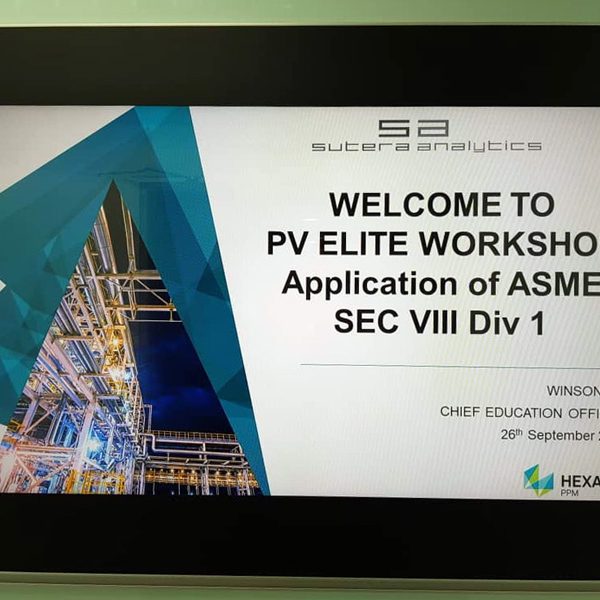 26 Sep 2018 – PV Elite Workshop – Application of ASME | Sutera Analytics